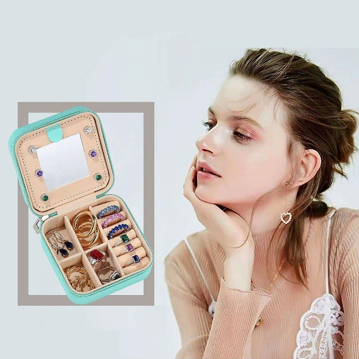 Parima Travel Jewelry Box for Women Girls, J Initial Jewelry Box for Girls | Small Jewelry Box for Women | Birthday Gifts for Women Jewelry Case - Letter J, Blue