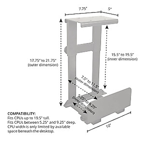 Stand Up Desk Store Adjustable CPU Desktop Computer Tower Holder Under Desk Mount
