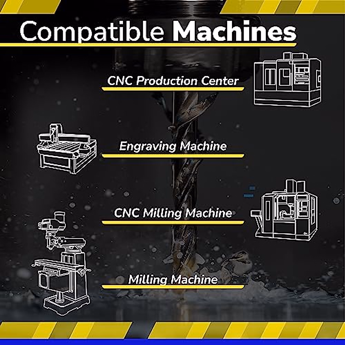 SPEED TIGER Carbide Square End Mill - ISE 4T (3 Piece Set: 5/16”, 3/8”, 1/2”) - for Drilling Alloy or Hardened Steel, Metal & More - 4 Flute – Mill Bits Sets for DIYers & Professionals