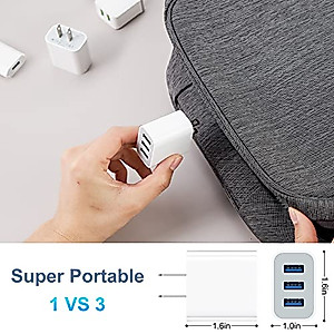 USB Plug, 2Pack 15W 3-Port USB Wall Charger Amoner 2023 Upgraded USB Charger Block iPhone Cube Adapter for iPhone 14 13 12 11 X SE XS 8 Galaxy S22 S21 S20 Android