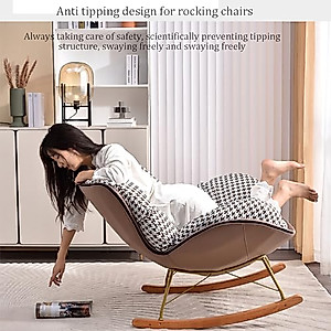 BREAUX Upholstered Rocking Armchair,Wood Base,Comfy Uplostered Accent Chair for Living Room,Outdoor Patio Rocking Chairs(B)