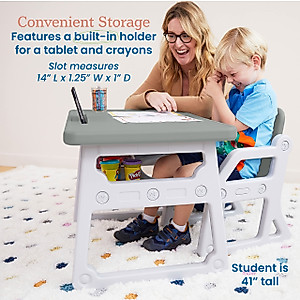 ECR4Kids Toddler Plus Desk and Chair, Kids Furniture, Grey/Light Grey