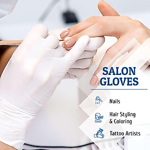 Hand-E Touch White Nitrile Disposable Gloves Large, 50 Count - Food Prep, Salon, Hair Dye, Esthetician, Kitchen Gloves - Powder and Latex Free Rubber Gloves