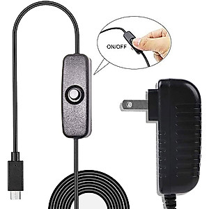 Treedix 5V 3A USB Type C Adapter Charger Power Supply Micro USB Interface Cable with ON/Off Switch Compatible with Raspberry Pi 4 4B