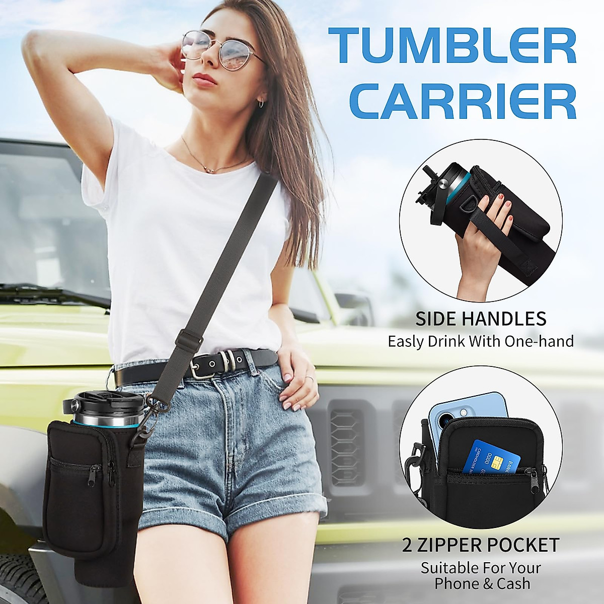 DIGJUPER Insulated Tumbler with Straw and Sleeve - Leakproof Water Bottle Fits in Cup Holder, Stainless Steel Cup Coffee Mug Travel with Lid, Cold for 36 Hrs/Hot for 12 Hrs