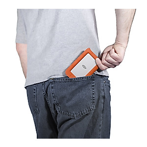 LaCie Rugged Mini, 5T,B USB 3.0 Portable 2.5 inch External Hard Drive for PC and Mac, Orange/Grey, with Rescue Services (STJJ5000400)