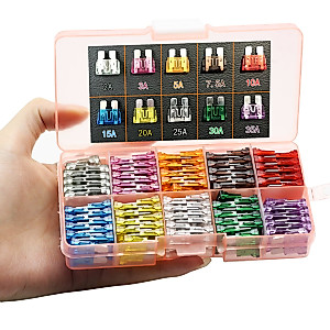GlowGeek 100pcs Assorted Auto Car Truck Standard Blade Fuse Assortment 2A 3A 5A 7.5 A 10A 15A 20A 25A 30A 35A Car Boat Truck SUV Automotive Replacement Fuses