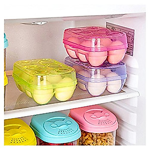 JAMOR 6 Grid Egg Storage Box Refrigerator Crisper Egg Protection Box Portable Egg Carriage Container For Camping Picnic Essential (White)