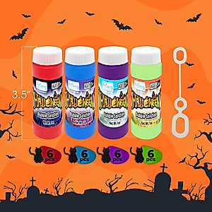 ArtCreativity Halloween Mini Bubble Bottles, Set of 24, Kids’ Bubble Toys with Wands and 2 Ounces of Fluid Each, Halloween Party Favors, Non-Candy Trick or Treat Supplies, 4 Designs