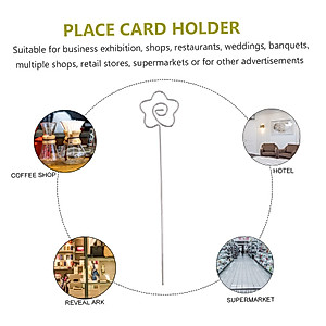 Kisangel 30pcs Silver Decor Holder Clamp Wire Pick Swirl Place Prom Decorations Paper Clip Cake Ring Wedding Birthday Clips Picture Note Table Decorative Bouquet Office for Flower Memo