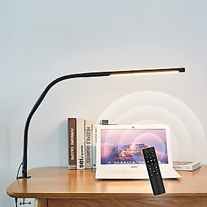 Desk Lamp with Clamp,Swing Arm Eye-Care LED Light Dimmable with 3 Color Modes Stepless Brightness, Adjust Gooseneck Lamp for Architect Home Office Workbench, 360 Degree Memory Metal Table Light