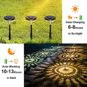 Bright Solar Pathway Lights 4 Pack,Warm White+Cool White LED Solar Lights Outdoor,IP67 Waterproof Solar Path Lights,Solar Powered Garden Lights for Walkway Yard Backyard Lawn Landscape Lighting Decor