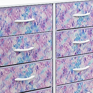 Sorbus Dresser with 8 Drawers - Furniture Storage Chest Tower Unit for Bedroom, Hallway, Closet, Office Organization - Steel Frame, Wood Top, Easy Pull Fabric Bins (8-Drawer, Tie-dye Blue/Pink/Purple)
