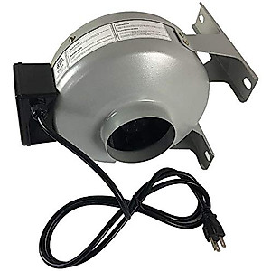 Tjernlund M-4 Metal Inline Duct Fan, 200 CFM, 4"