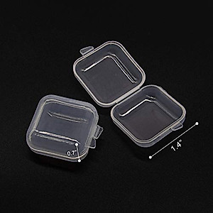 AUEAR, 40 Pack Mini Square Storage Containers Box with Hinged Lid Clear Earplugs Storage Box Plastic Transparent Storage Box for Tiny Bead Jewelry