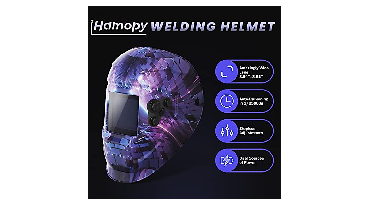 Welding Helmet, HAMOPY Auto Darkening Welding Helmet with 3.94"×3.82 ...