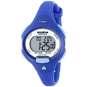 Timex Women's T5K784 Ironman Essential 10 Mid-Size Orient Blue Resin Strap Watch