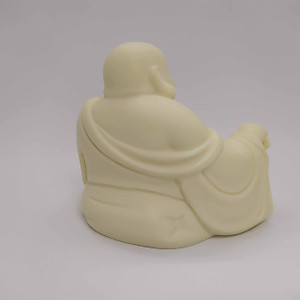 Buddha Statue for Home and Garden,2.8" Laughing Buddha Statue,Ivory Finish Seated Statue,Collectibles and Figurines,Desk Decor Zen Decor Garden Decor,Pray for Blessing.