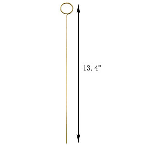 Hananona 30 Pcs Metal Floral Place Card Holder, 13.4 Inch Flower Picks Clip for Floral Arrangement, Golden Card Holder for Wedding and Party (Round)