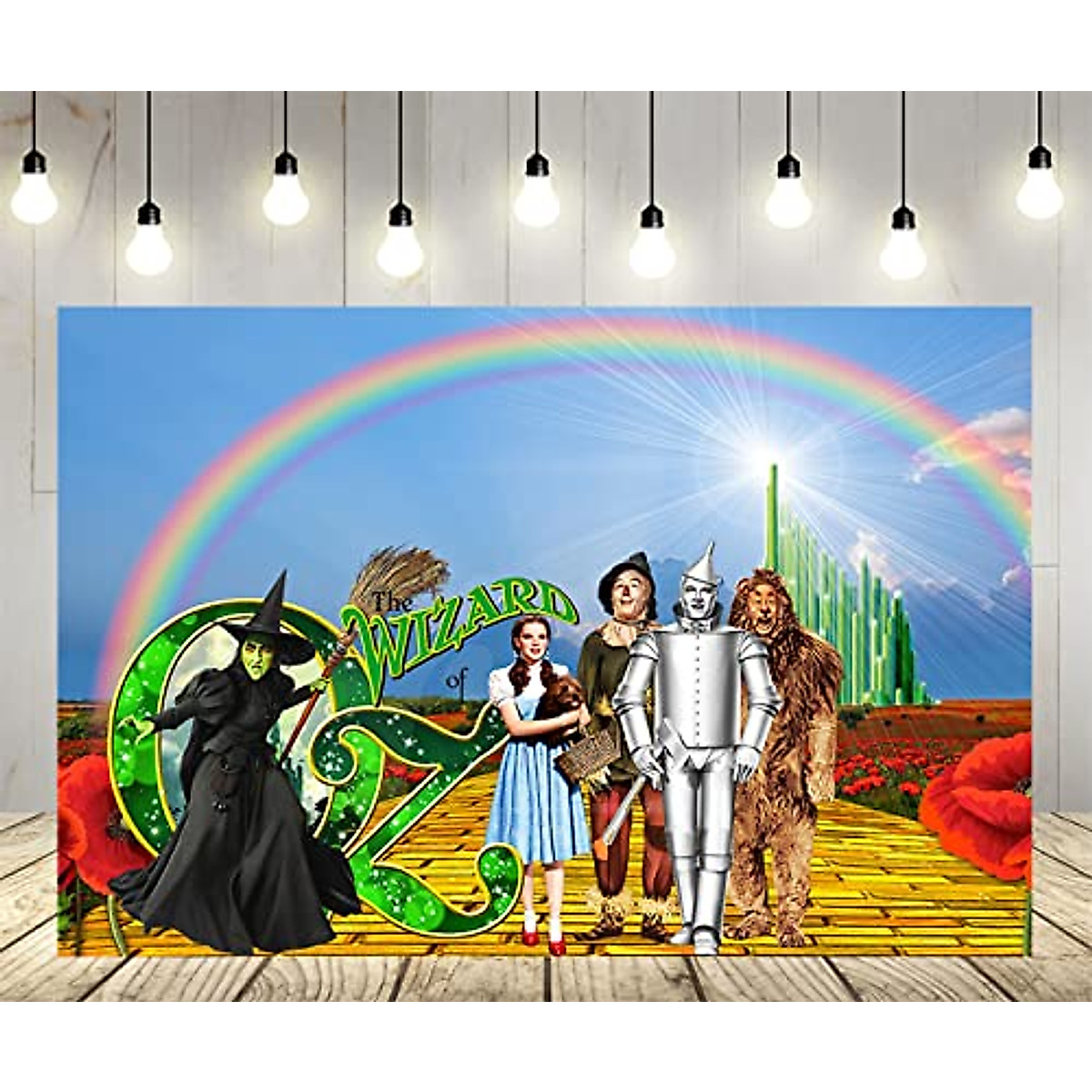 WANNHSZF Green Castle Gold Road Backdrop for Party Decorations, Retro Movie Photo Backgrounds, The Wizard of OZ Theme Baby Shower Banner , Booth Studio Props Birthday Cake Table Decoration, 5x3ft
