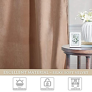 StangH Nursery Sunlight Blush Velvet Curtains - Elegant Interior Decoration Large Window Blackout Velvet Drapes for Living Room, 52 x 96 Inches Long, Blush Beige, 2 Pcs