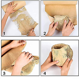 Eco Friendly Honeycomb Packing Paper, 15" x 820' Honeycomb Cushioning Wrap Roll for Moving Shipping Packaging Gifts, Recyclable Honeycomb Paper Moving Supplies Bubble Paper Wrapping Protective Roll