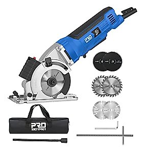 Mini Circular Saw, 6,500RPM Electric Compact Circular Saw, Laser Cutting Guide, Handled Cut Saw with 3 Blades for Wood PVC, Metal,Tile Plastic