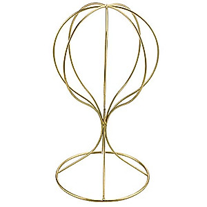 MyGift Modern Brass Electroplated Metal Hat Holder Stand, Decorative Tabletop Wig and Hat Display Stand, Set of 2 - Handcrafted in India