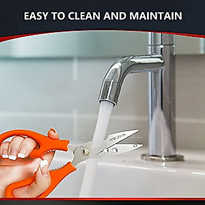 Kitchen Shears, Multi-function Heavy Duty Dishwasher Safe Poultry Shears, Food Grade Stainless Steel Sharp Utility Scissors for Food, White