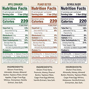 OVER EASY Soft and Chewy Oatmeal Breakfast Bars - Granola and Protein Bars -12 Energy Snack Bars - Clean, Organic, Gluten Free, Dairy Free, Soy Free and Kosher (Variety Pack, 12 Count)…