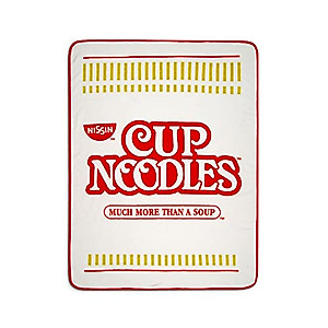Nissin Cup Noodles Logo Microplush Throw Blanket | Super Soft Fleece Blanket, Cozy Sherpa Cover For Sofa And Bed, Home Decor Room Essentials | Instant Ramen Gifts And Collectibles | 45 x 60 Inches