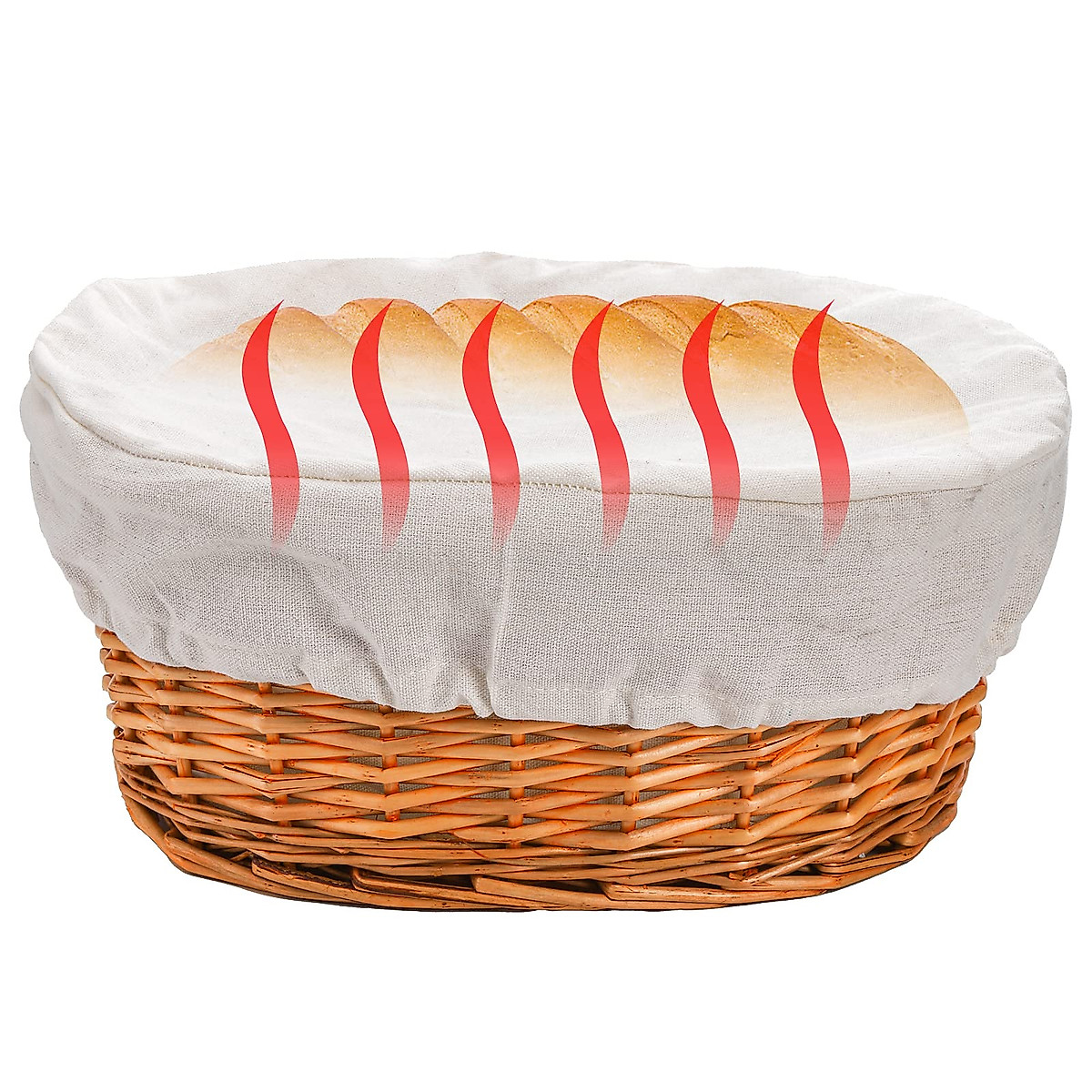 Nicunom Bread Basket for Serving, Large Bread Storage Basket with Removable Liner & Cover, Wicker Fruit Basket Picnic Basket Easter Gift Baskets Rattan Basket for Sourdough Bread