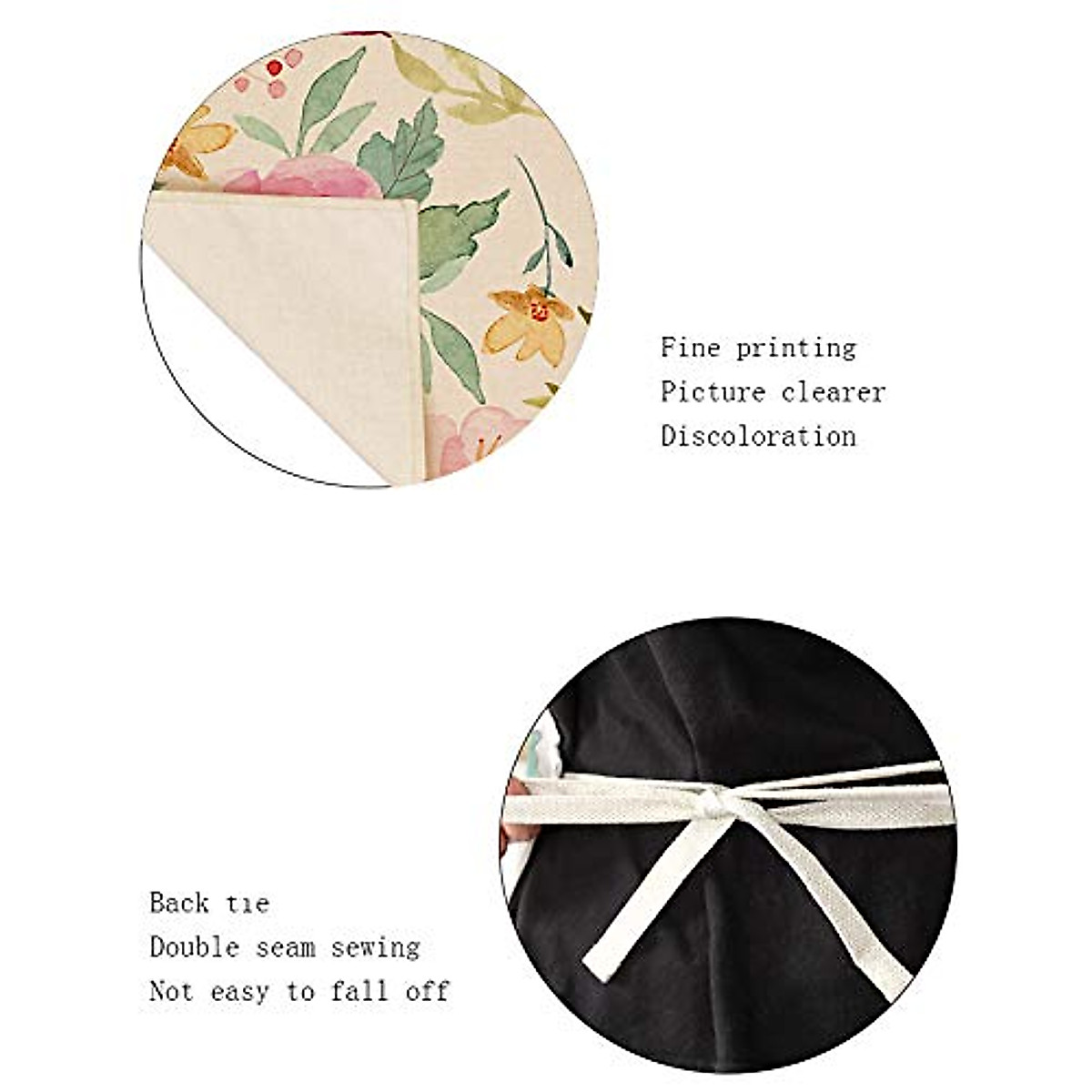 Tovip Sugar Skull 2Pcs Flower Apron Women Men Colorful Skull Cotton Linen Aprons for Kitchen Home Cooking Baking Cleaning Accessories 26.8 x 21.7 inch