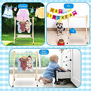 Queekay 2 Pcs Kids Clothing Rack 2 Size 20.5" x 11.8" x 29.5" & 31.5" x 13.8" x 31.5" Baby Clothes Rack Dress up Storage Wooden Clothes Organizer Child Garment Racks for Toddler Doll Dog