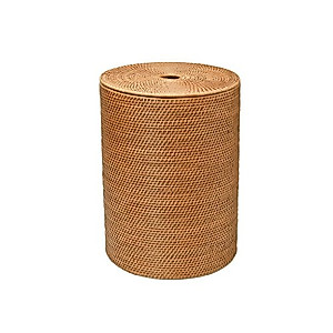 KOUBOO 1030001 Rattan Hamper with Cotton Liner, 18" x 18" x 22", Honey Brown