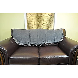 Stonewashed Turkish Throw Blanket in Charcoal Grey/Faded Black, Soft, Cozy and Lightweight, Perfect for Use as a Love Seat or Sofa Throw, Partical Bed Cover, Beach Blanket or Yoga Blanket