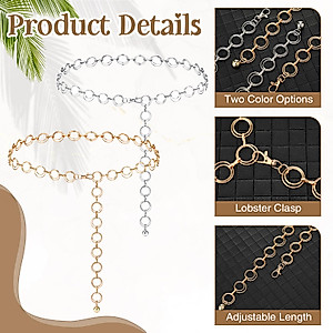 Jeyiour 2 PCS Chain Belt Waist Chain Belt for Women Girl Cute Body Belly Link Belt Chain Tight Jeans Dress Boho Waist Chain(39 Inch, Cute)