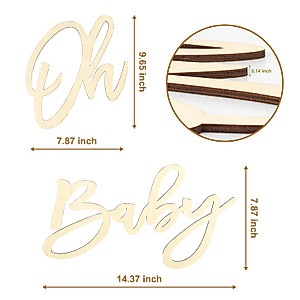 Oh Baby Wooden Sign for Backdrop, Unfinished Baby Shower Sign Banner for 1st Birthday Back Drop, Boy/Girl Gender Reveal, Baby Party Announcements Event Decor