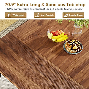 LITTLE TREE 70.9 Inch Large Rectangular Dining Table Kitchen Furniture,Brown+Black