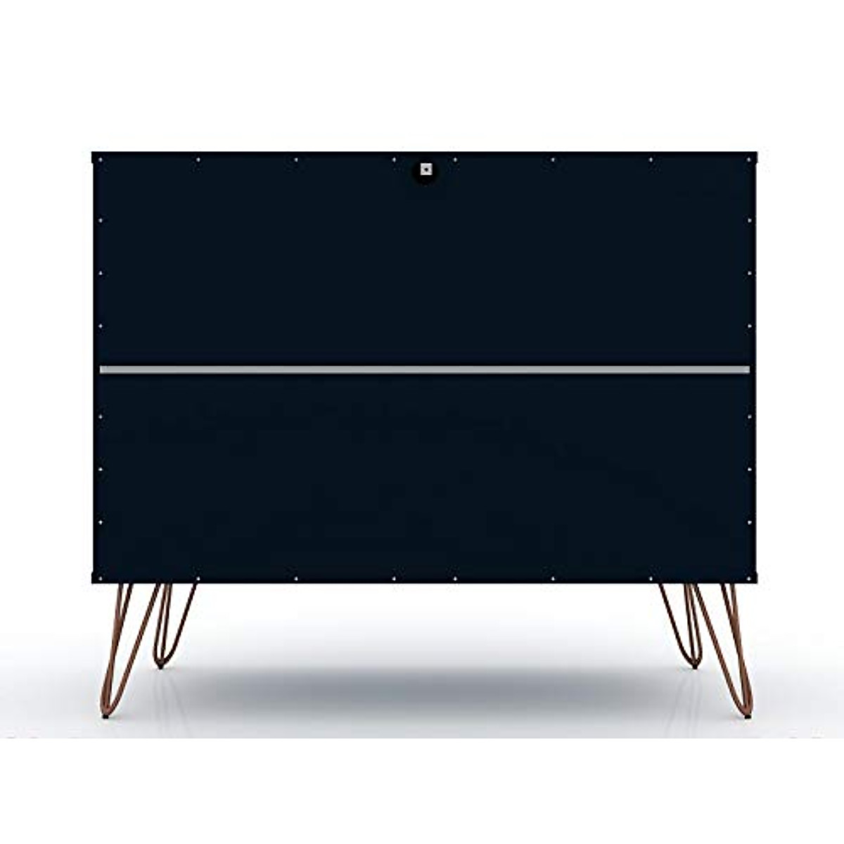 Manhattan Comfort Rockefeller Mid-Century Modern 3 Drawer Bedroom Dresser, 17.52" L x 35.24" W x 30.82", Midnight Blue