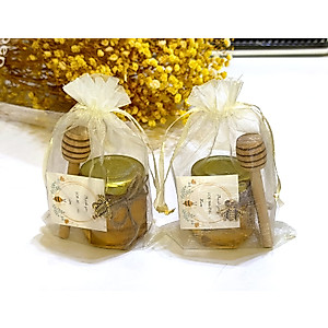 Adabocute 40 Pack Mini Honey Jars with Wood Dipper | Gold Lid | Bee Pendants| | Beige Gift Bags | Thanks for Beeing Here Tags | Ideal for Baby Showers & Wedding Favors