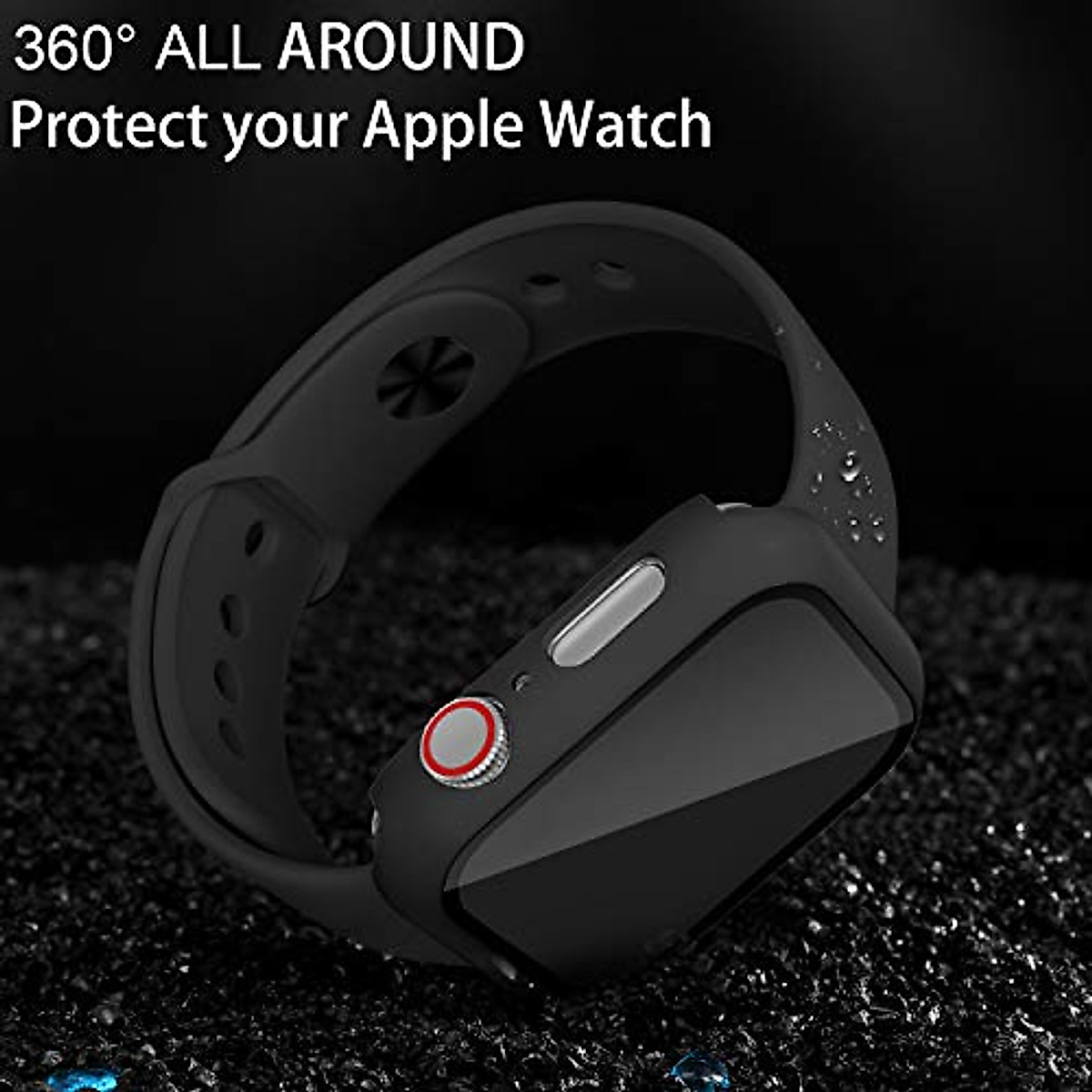 Charlam Compatible with Apple Watch Case 44mm iWatch SE Series 6 5 4 with Screen Protector, Slim Guard Thin Bumper Full Coverage Hard Cover Defense Edge for Women Men, Black White Red, 3 Pack