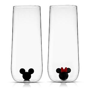 JoyJolt Disney Mickey Mouse, Icon Highball Glass 2pc Glass Drinking Glasses. 14oz Tall Glasses for Drinks. Cocktail Glasses, Disney Glassware, Disney Gifts, Disney Collectibles for Adults