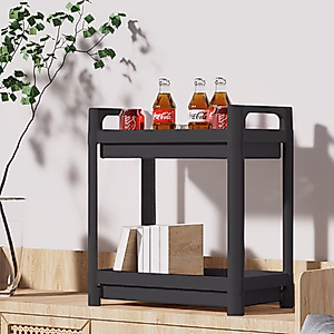 Multipurpose Under Sink Storage Rack for Closet Cabinet,Under Bathroom Kitchen Sink Organizer,2 Tier Countertop Collection Baskets Shelf with Hooks for Home Office (Black)