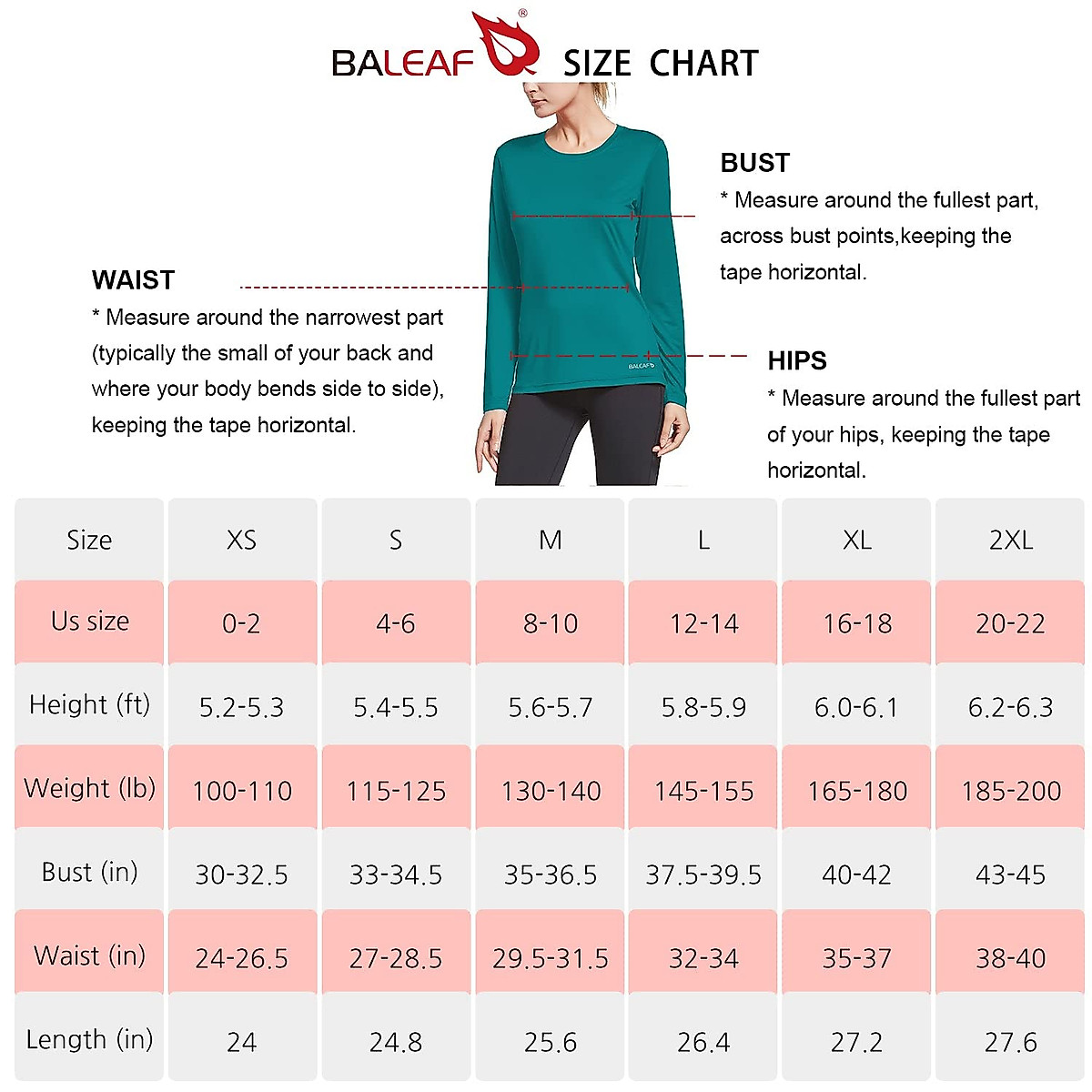 baleaf Women's Long Sleeve Running Shirts Workout Tops Athletic Gym Hiking T-Shirts Moisture Wicking Quick Dry Lightweight Stretchy Teal Size L