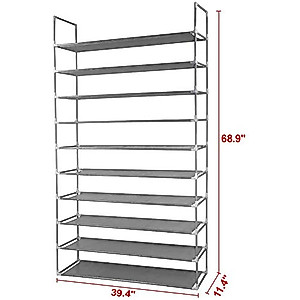 50 Pair Free Standing 10 Tier Shoe Tower Rack Storage Organizer