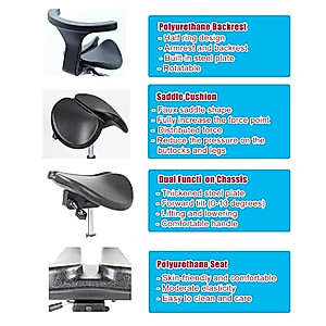 Generic Ergonomic Saddle Chair with Back Support, Split Seat Dental Rolling Stool for Medical Office and Home Use - Two Tilting Options Available