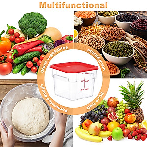 Ziliny 10 Sets 6 Qt Square Food Storage Containers with Lids Commercial Polycarbonate Containers with Scale Clear Airtight Cereal Storage Containers for Pantry Home Restaurant