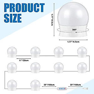 Yahenda 30 Pcs LED Vanity Lights Makeup Mirror Lights with Adjustable Color and Brightness Stick on Vanity Lighting Fixtures with 10 LED Light Bulbs for Bathroom Bedroom Dressing Mirror Wall Table