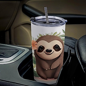 TKJMCSW Cute Cartoon Sloth Travel Mug 20 Oz Tumbler Travel Coffee Mug Insulated Coffee Mug Water Bottle Stainless Steel Insulated Tumblers Insulated Cup Tumbler Cup Coffee Mug with Lid